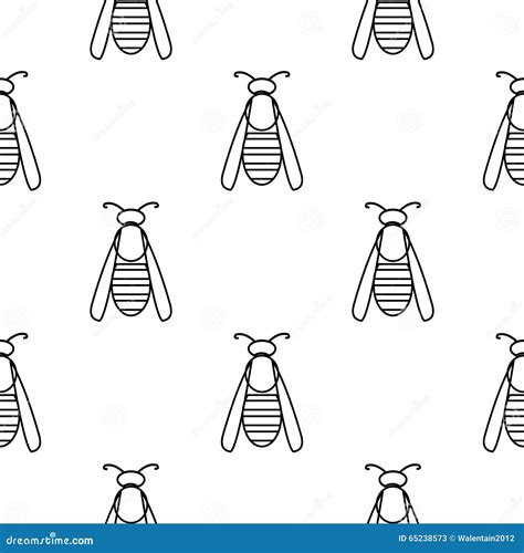 Naadloos Vectorpatroon Met Insecten Symmetrische Zwart Witte