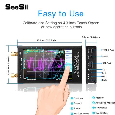 Seesii Nanovna Nanovna F Vna Hf Vhf Uhf Vector Network Antenna Analyzer 4 3 Inch Ips Lcd