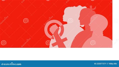 Feminist Women Copy Space Template Silhouette Vector Stock