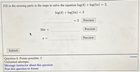 Solved Fill in the missing parts in the steps to solve the | Chegg.com