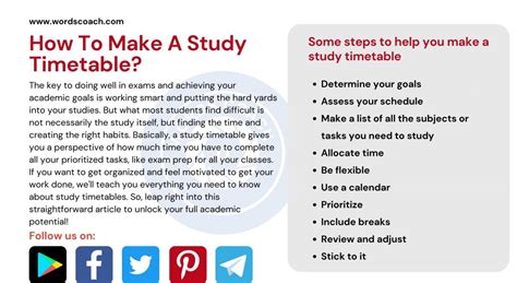 How To Make A Study Timetable Word Coach