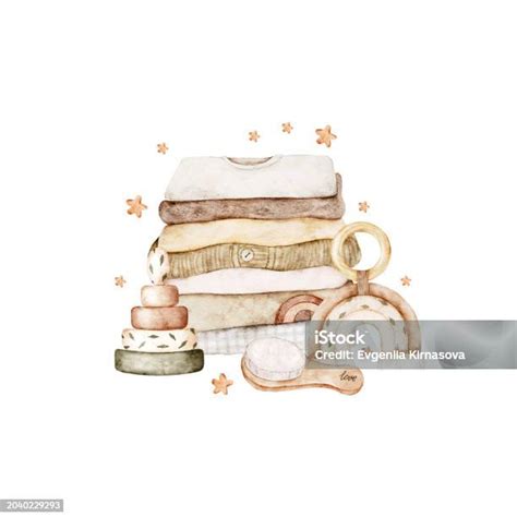 아기 옷 빗 피라미드 치발기 베이비 샤워 포스터 엽서 태그 생일 로고 신생아 축하에 대한 귀여운 수채화 클립 아트 0명에 대한