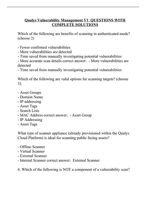 Qualys Vulnerability Management Tests Compilation Bundle Stuvia Us