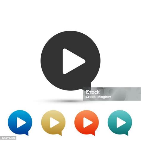 동그라미 아이콘 흰색 배경에 고립에서 재생 합니다 컬러 아이콘에 요소를 설정 합니다 평면 디자인입니다 벡터 일러스트 레이 션