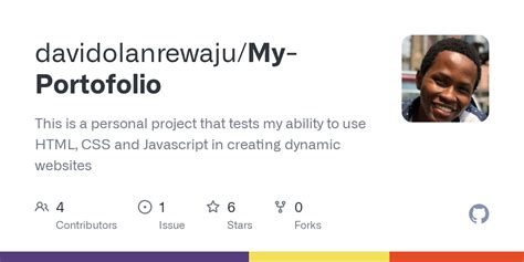 Github Davidolanrewaju My Portofolio This Is A Personal Project That
