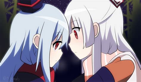Safebooru 2girls Bamboo Bamboo Forest Bangs Black Headwear Blue Hair