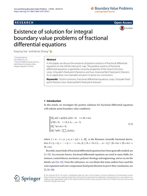 Pdf Existence Of Solution For Integral Boundary Value Problems Of