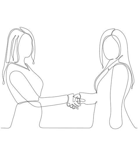 Premium Vector Continuous Line Two Businesswomen Shaking Hands