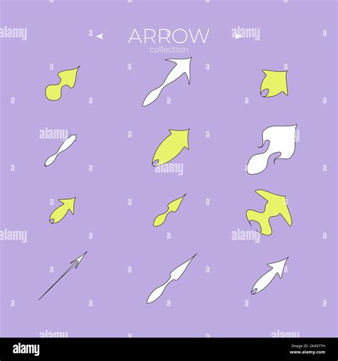 colorful arrows collection in color abstract minimalistic patterns curly and wave orientation