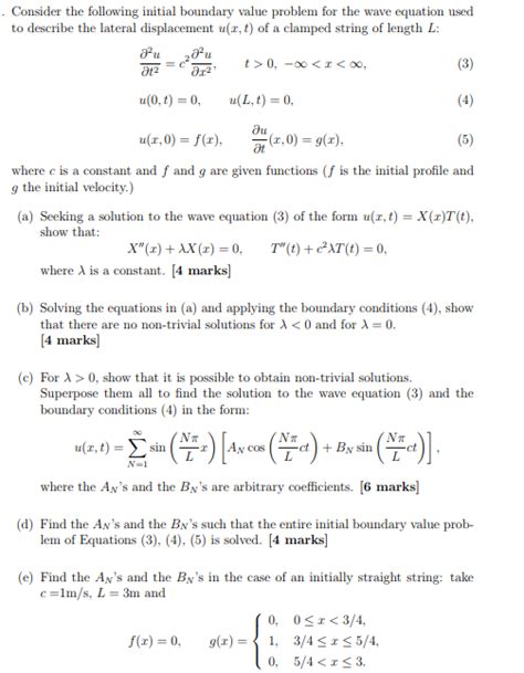 solved consider the following initial boundary value problem