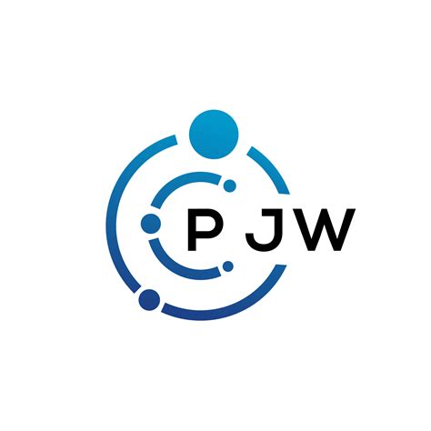 Pjw Letter Technology Logo Design On White Background Pjw Creative