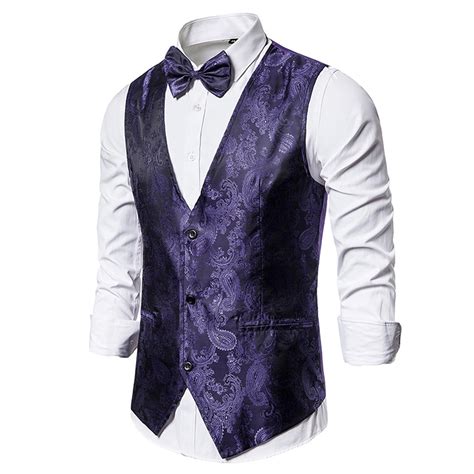 Uuszgmr T Shirts For Mens Suit Vest V Neck Silm Fit Floral Formal Suit