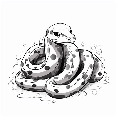 Premium Ai Image Scaleless Ball Python Cute Flat Design Cute Flat Coloring Book Kawaii Line Art