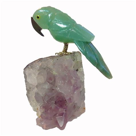 Фигурка на Папагал от полускъпоценни камъни Оникс Авантюрин Аметист