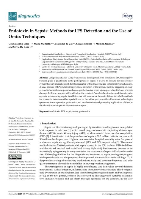 Pdf Endotoxin In Sepsis Methods For Lps Detection And The Use Of