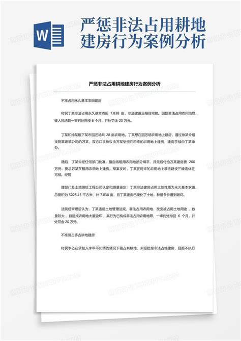 严惩非法占用耕地建房行为案例分析word模板下载 编号qbjrkawd 熊猫办公