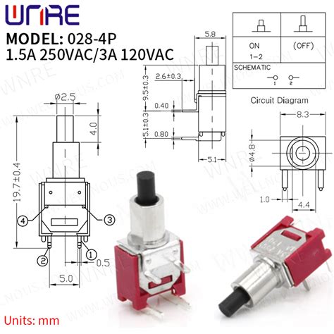 China 028 4p Miniature Toggle Switch 4 Pin 2 Position Latching Power