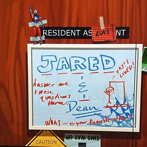 Monty Python Reference On Deans Dorm Room Door And Resident Evil R