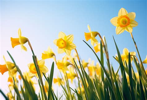 Beautiful Daffodils Blooming In Springtime By Photo Of Springtime
