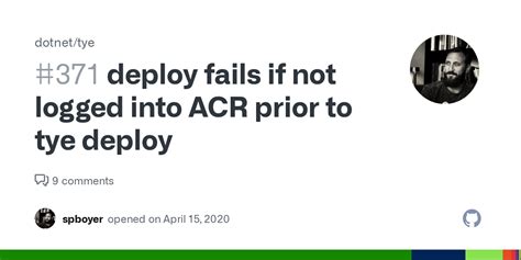 Deploy Fails If Not Logged Into Acr Prior To Tye Deploy · Issue 371 · Dotnettye · Github