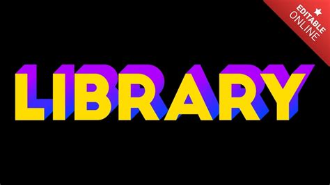 Library 3d Yellow Purple And Blue Text Effect Generator