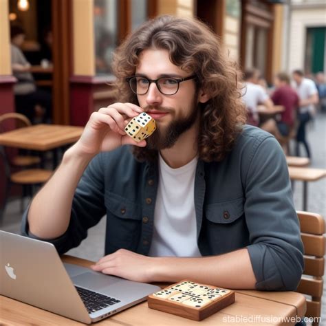 Tourist Playing Dice Game In Viennese Cafe Stable Diffusion Online