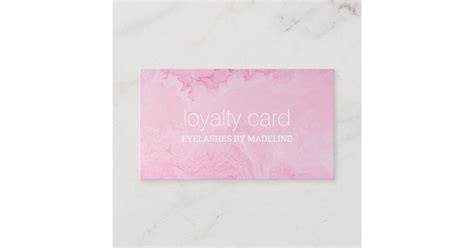 Modern Simple Pink Marble Eyelash Extension Loyalty Card Zazzle