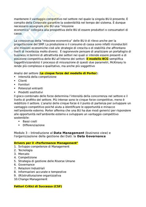 Appunti Sistemi Manageriali Per La Performance