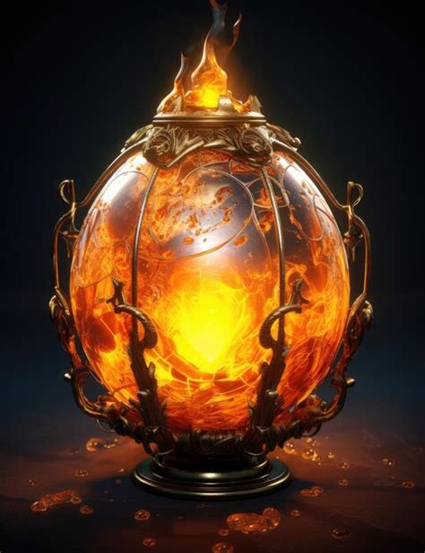 Premium Ai Image A Glowing Glass Orb With A Flame Inside