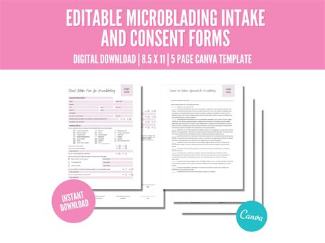 Editable Microblading Consent Form Esthetician Business Template