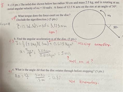 Solved 9 15 Pts The Solid Disc Shown Below Has Radiu