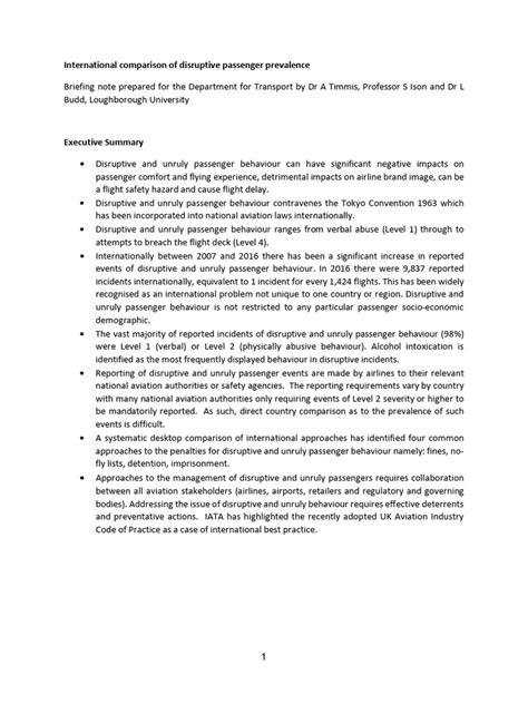 Pdf International Comparison Of Disruptive Passenger Prevalence Pdf Airlines Fine Penalty