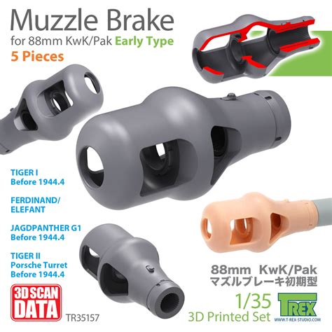 Muzzle Brake For 88mm Kwkpak Early Type 5 Pieces T Rex Studio 35157