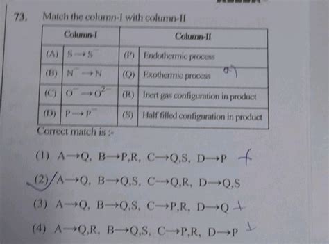 Match The Column I With Column Ii Column 1columm Iia5 Rightarrow 8pi