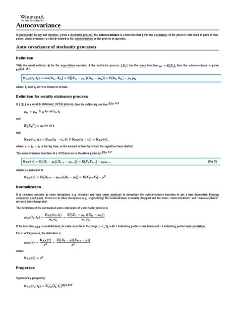 Autocovariance Pdf Autocorrelation Statistical Analysis