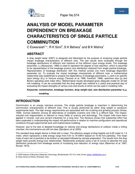 Pdf Analysis Of Model Parameter Dependency On Breakage