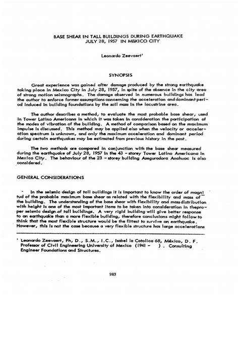 Pdf Earthquake Analysis And Base Shear Iit Dokumentips