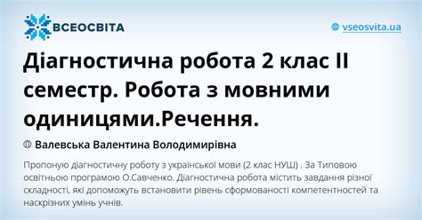 Діагностична робота 2 клас ІІ семестр Робота з мовними одиницями Речення Інші методичні