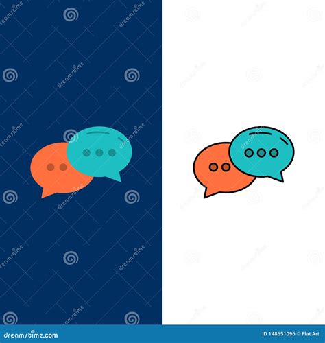 Chat Chatting Conversation Dialogue Icons Flat And Line Filled Icon Set Vector Blue