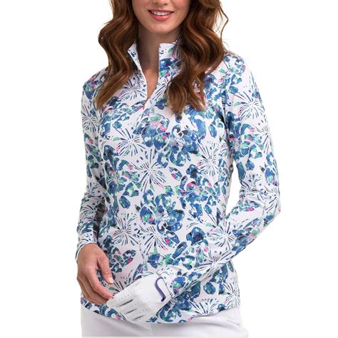 Epny Womens Long Sleeve Rainbow Floral Polo White Golf City