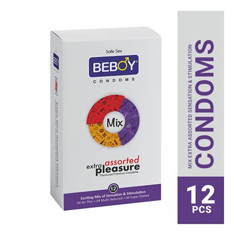 Beboy Mix Extra Time Assorted Dotted Ribbed Contoured Bulged Mix Flavoure Condom Pcs Pack