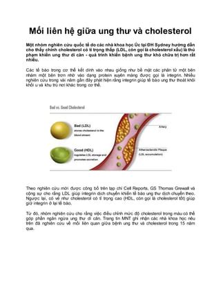 Mối liên hệ giữa ung thư và cholesterol PDF