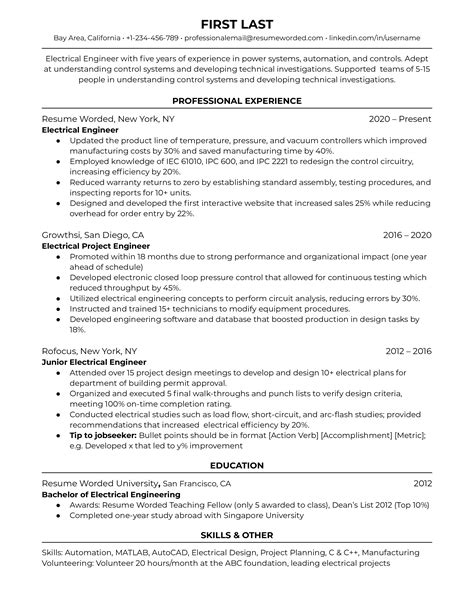 13 Electrical Engineer CV Examples For 2025 Resume Worded