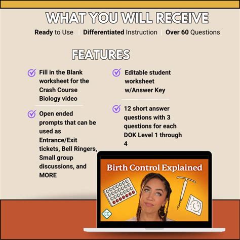 Crash Course Sex Ed Worksheet Pack Episode Birth Control Explained