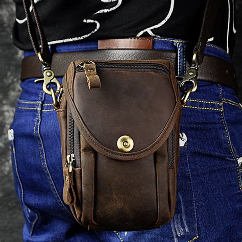 Genuine Leather Bum Shoulder Crossbody Belt Messenger Hook Cell Phone