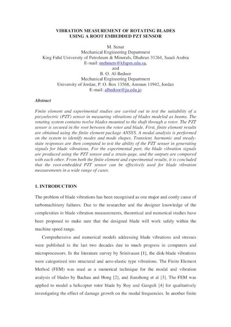 Pdf Vibration Measurement Of Rotating Samemehmetsansysansyspiezo