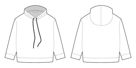 Technische Schets Voor Heren Grijze Hoodie Voor En Achteraanzicht
