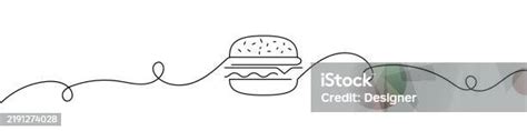 햄버거 아이콘의 하나의 연속 선 그리기입니다 단일 라인 벡터 일러스트 레이 션 0명에 대한 스톡 벡터 아트 및 기타 이미지 0명 개념 건강에 좋지 않은 음식 Istock
