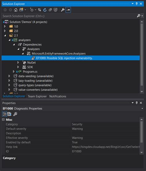 Microsoft Entityframeworkcore Analyzers Warning Ef Possible Sql Injection Vulnerability