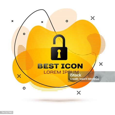 Ikon Gembok Terbuka Hitam Terisolasi Pada Latar Belakang Putih Tanda